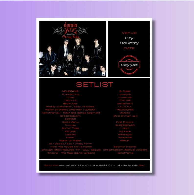 Custom Stray Kids Concert Poster: Dominate Tour 2025 Souvenir (digital ...