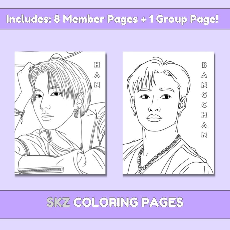 Stray Kids Coloring Printables - Etsy