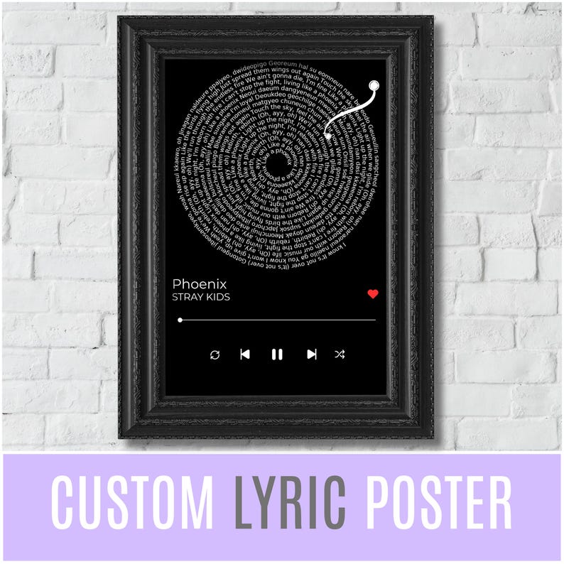 Custom Song Lyric Record Poster DIGITAL VERSION | Personalized Music ...