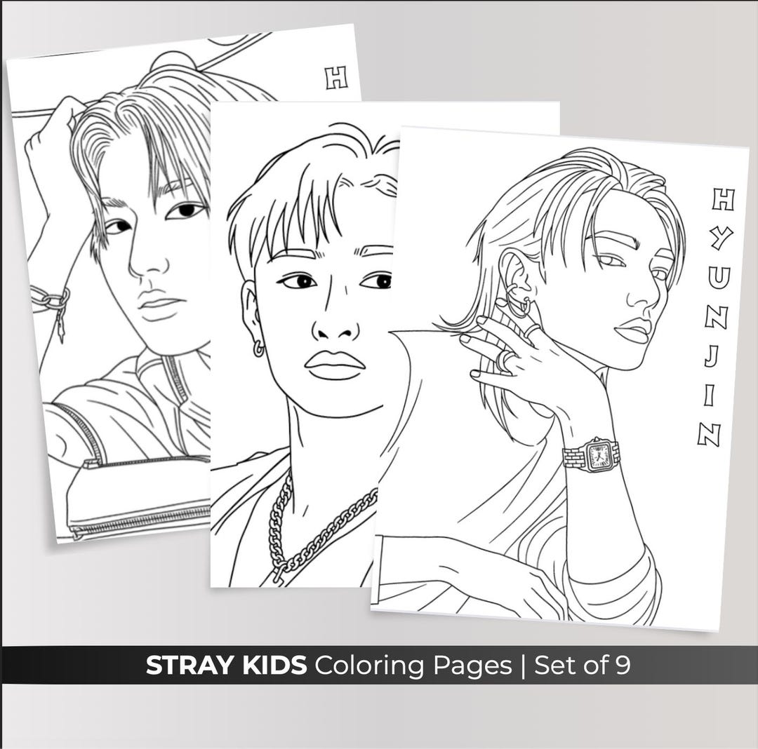 Stray Kids Printable Member Coloring Pages – Set of 9 Digital Kpop Fan ...