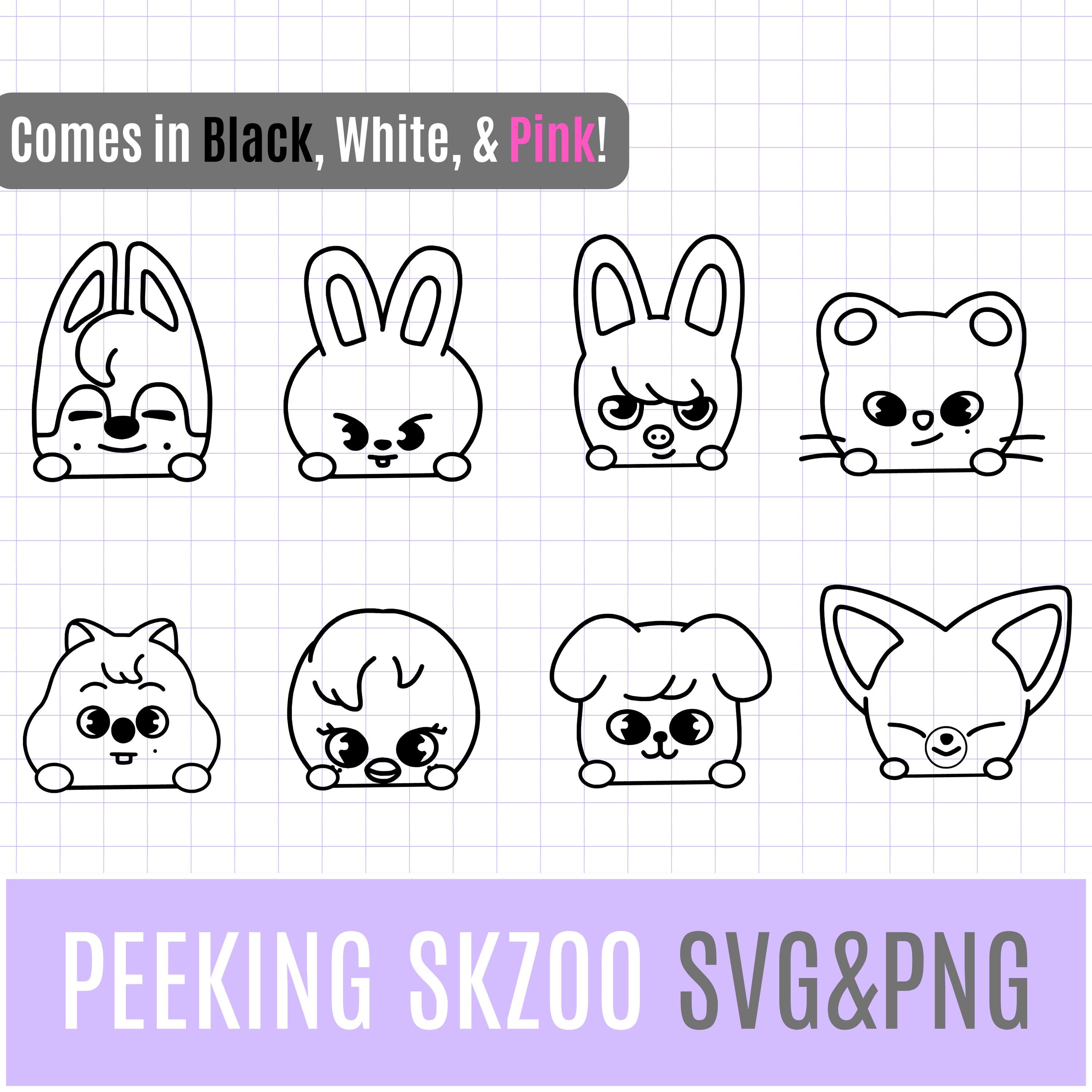Peeking SKZOO Clipart | Stray Kids Outline SVG PNG Set (digital ...