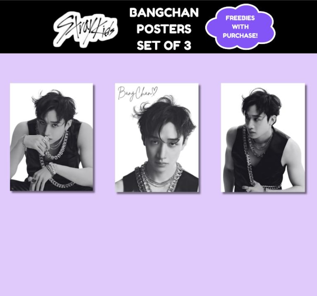 Stray Kids Bangchan Poster Black and White | Set of 3 - Etsy