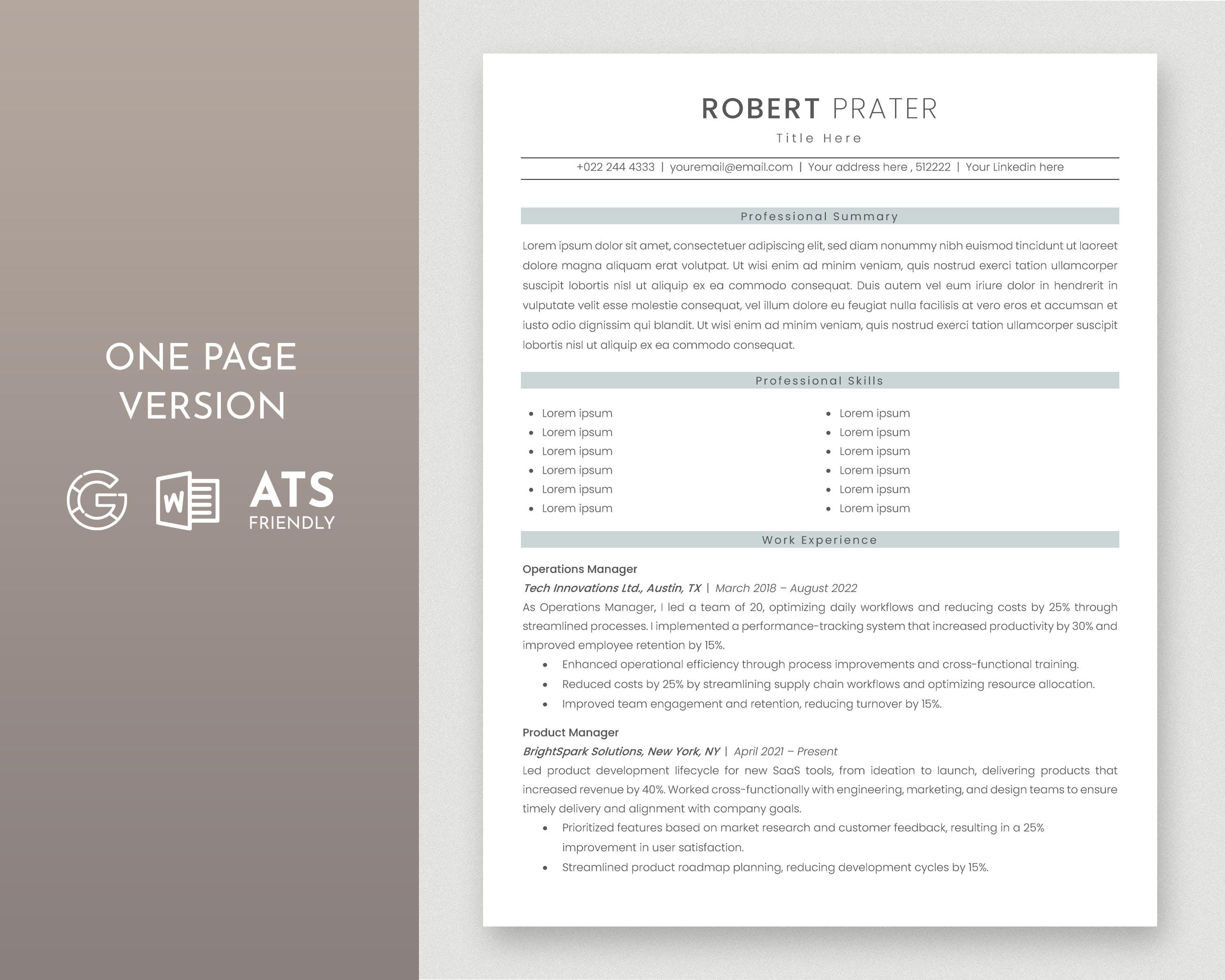 Modelo de currículo ATS Word, Modelo de currículo ATS, currículo ...