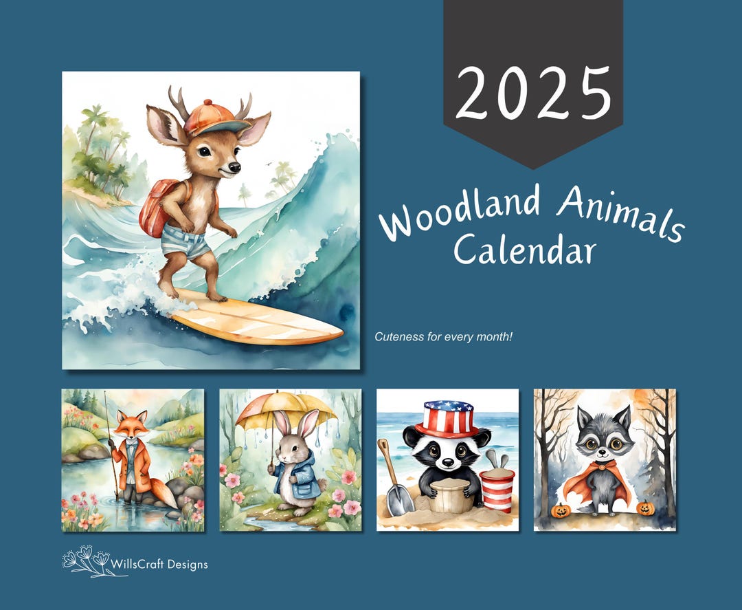 Woodland Animals 2025 Wall Calendar Mark Your Days in Style, Home ...