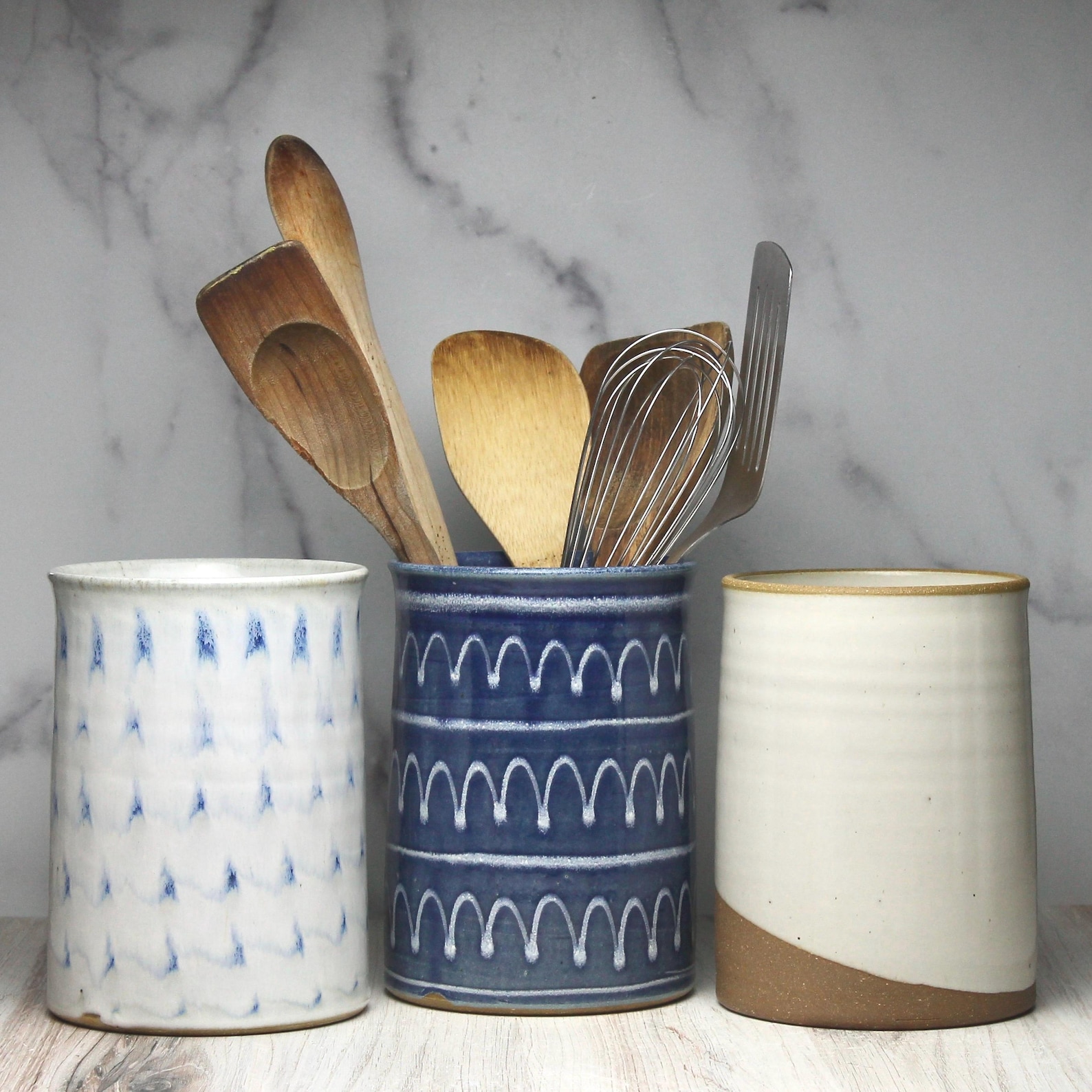Handmade Pottery Utensil Holder: Wine Chiller, Kitchen Crock - Choose ...