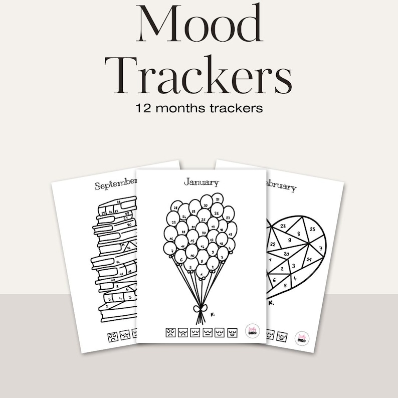 12 Months Mood Tracker Bundle | Printable Mood Trackers | Instant ...