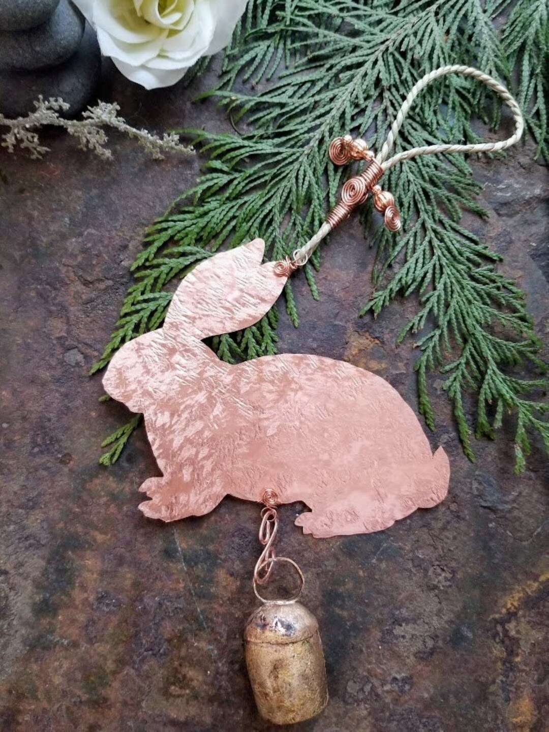 Copper Rabbit Wind Chime: Handmade Bunny Garden Decor With Tibetan Bell ...