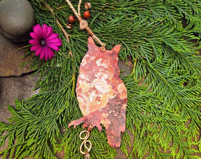 Fire Painted Copper Owl Wind Chime - Bird Deterrent for Windows ...