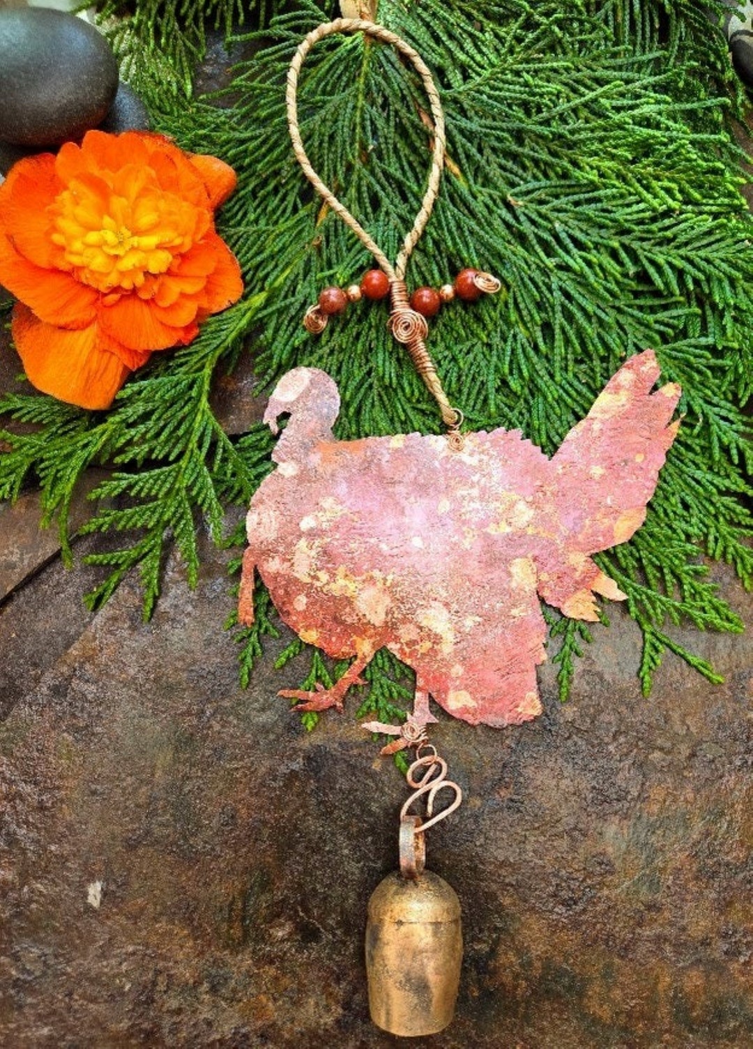 Copper Turkey Wind Chime: Handmade Patina Thanksgiving Decor - Etsy