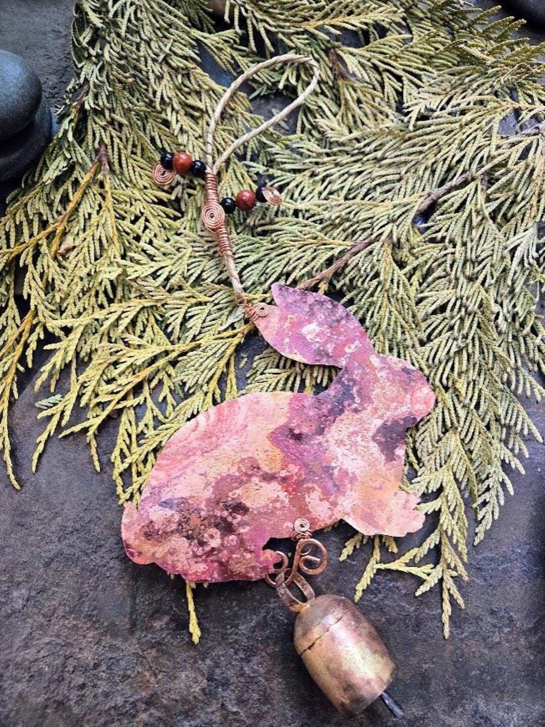 Handmade Copper Rabbit Wind Chime: Flame Painted Garden Decor - Etsy