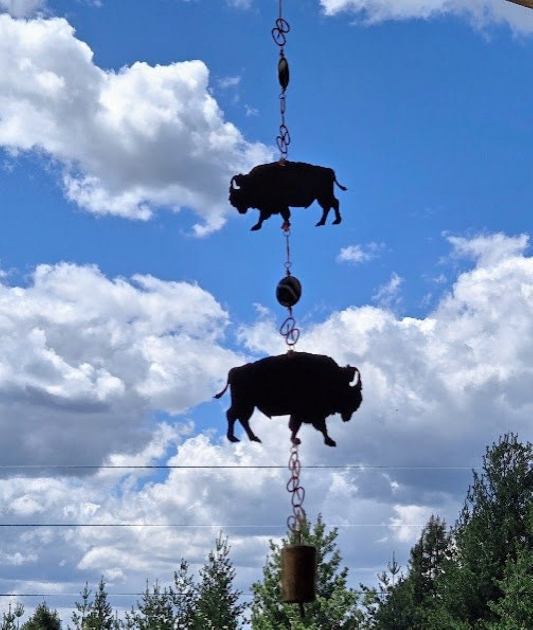 Black Patina Copper Bison Wind Chime: Handmade Montana Ranch Decor - Etsy