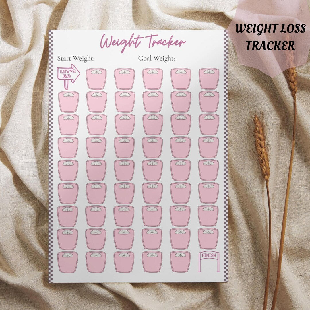52 Week Weight Loss Tracker: Pink Progress Chart (PDF) - Etsy