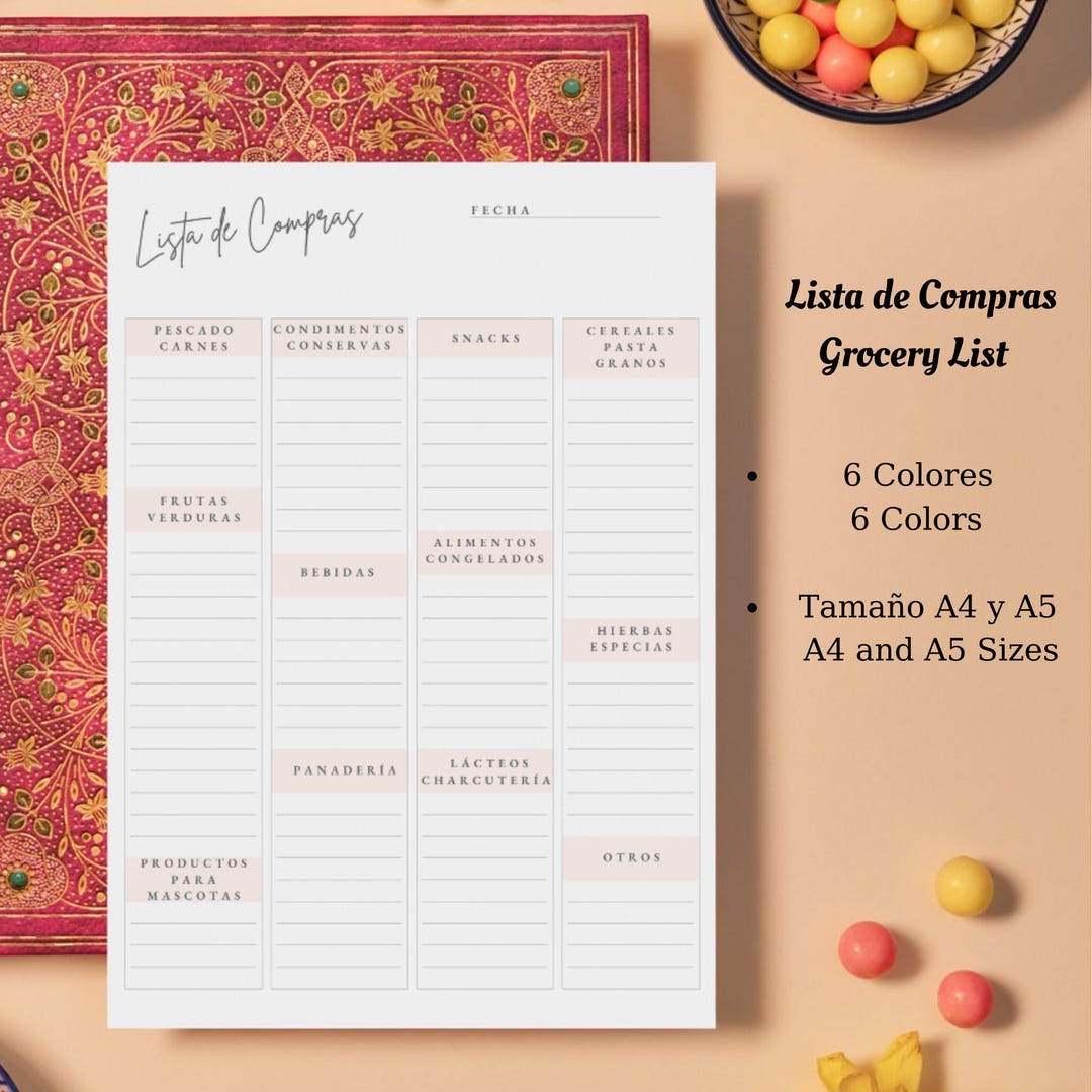 Spanish Grocery List Template: Minimalist Shopping Sheet (A4/A5 PDF) - Etsy