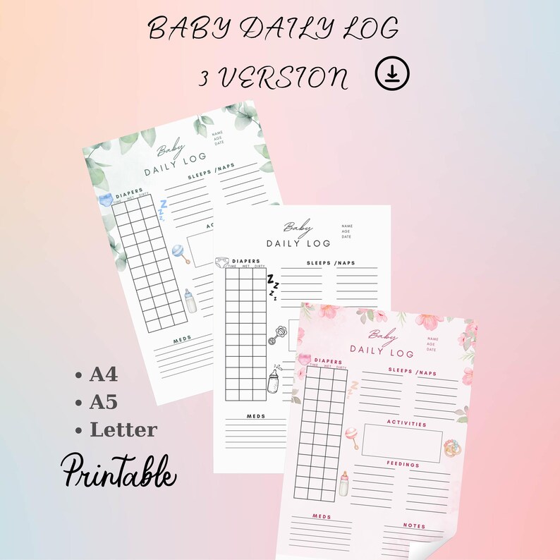 Baby Daily Routine Printable PDF, A4 A5 Letter, Feeding Sleep Diaper ...