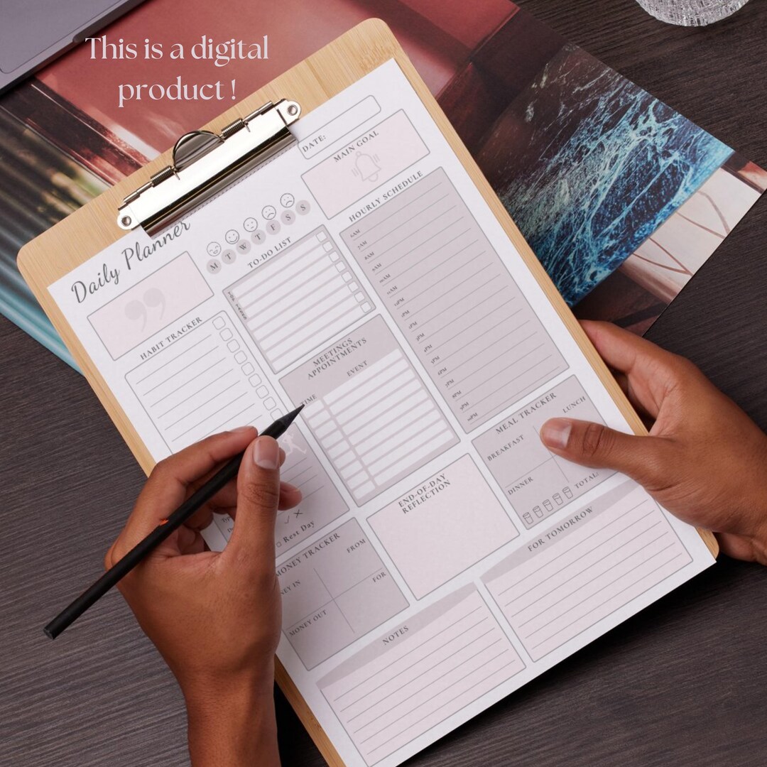 Printable Daily Planner Template, Monday and Sunday Start, A4 Letter ...