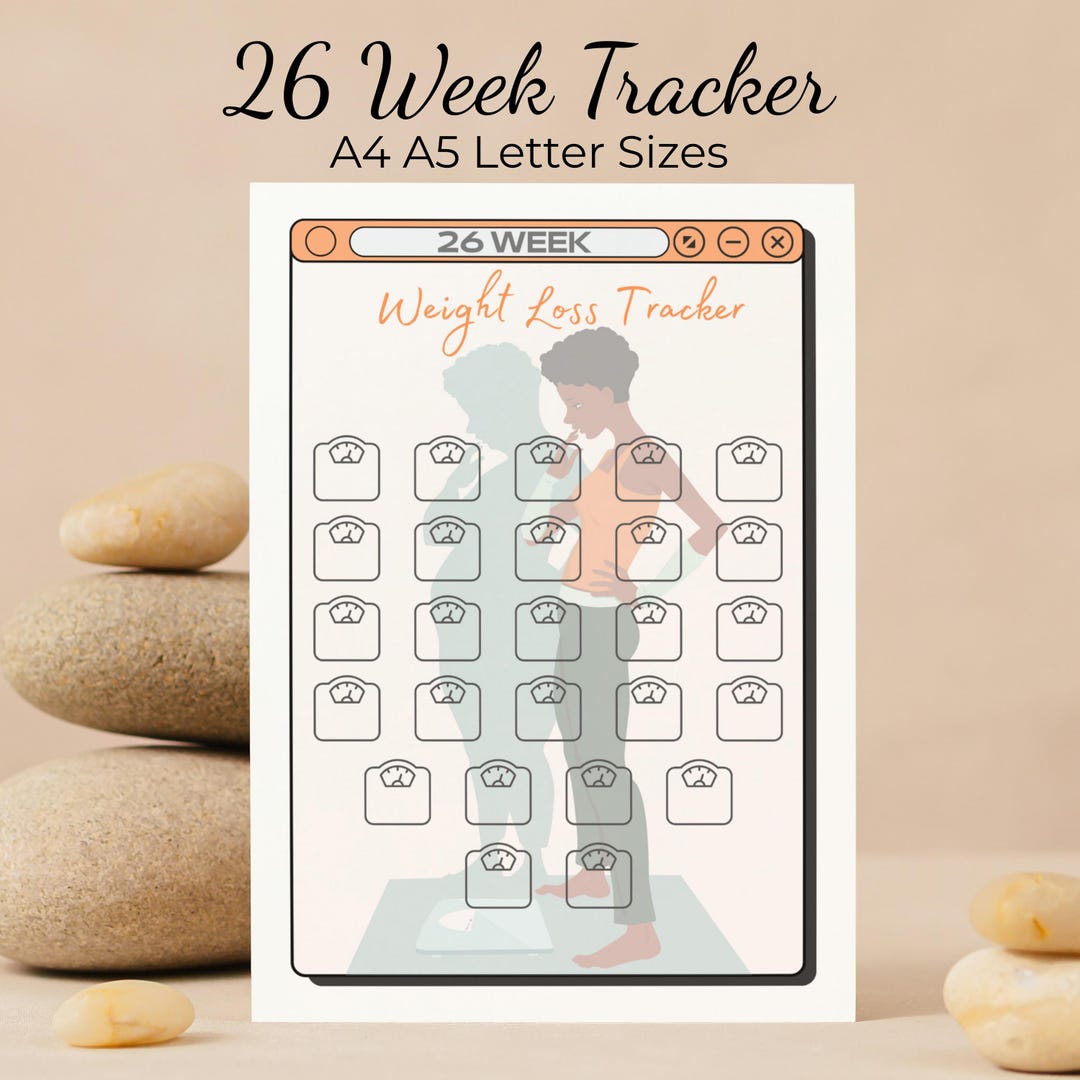 26 Week Weight Loss Tracker Printable, Fitness Progress Chart PDF, A4 ...