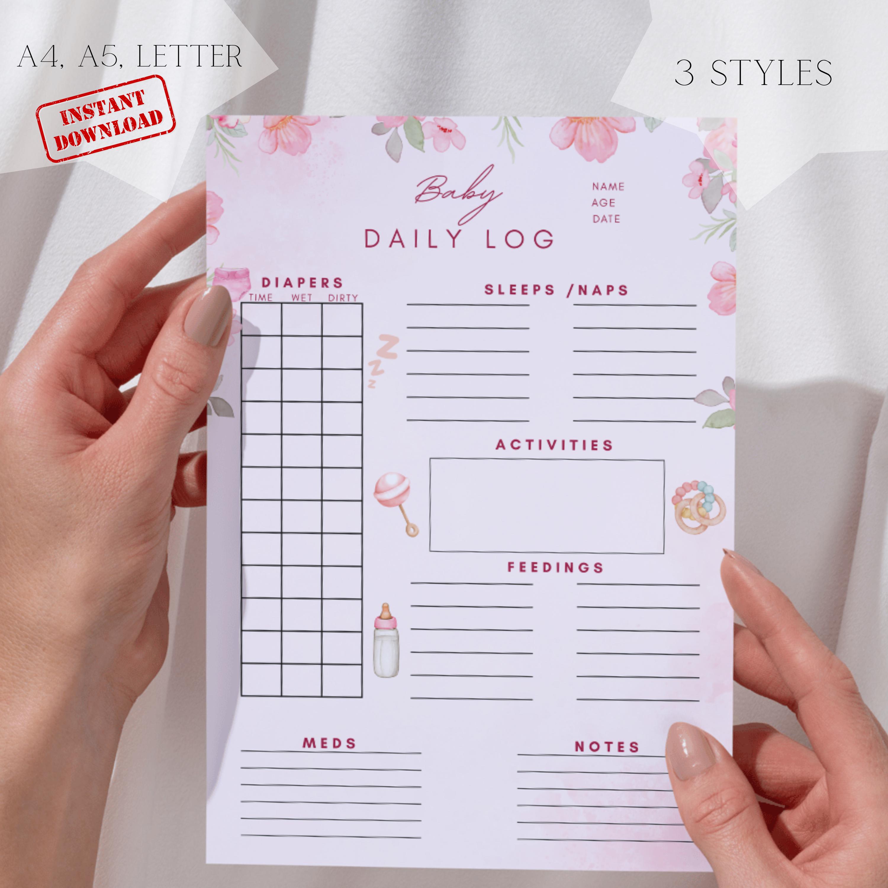 Baby Daily Routine Printable PDF, A4 A5 Letter, Feeding Sleep Diaper Tracker, 3 Styles for New ...