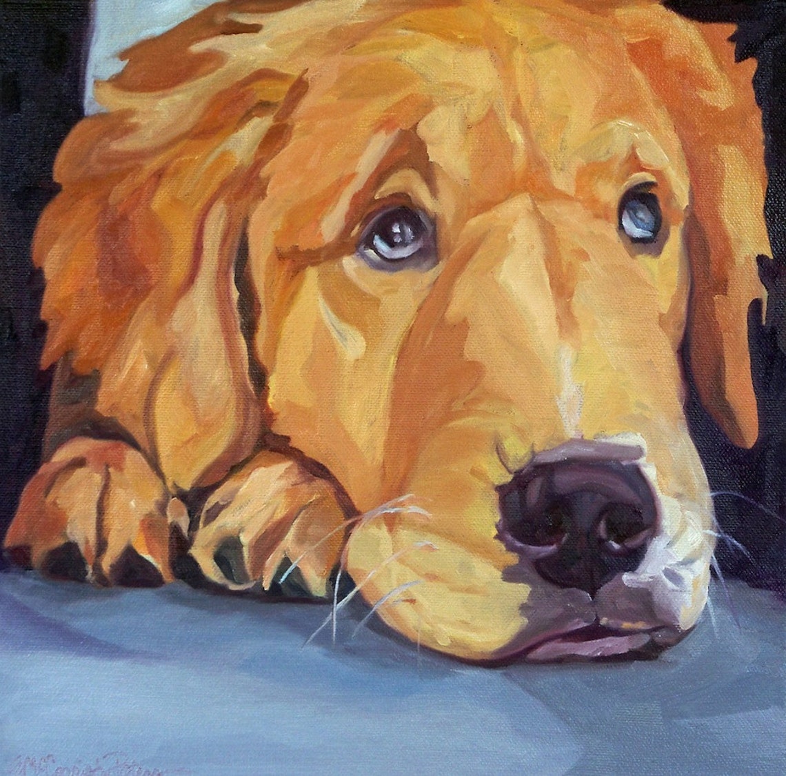 Golden Retriever Dog Portrait Original Greeting Card - Etsy