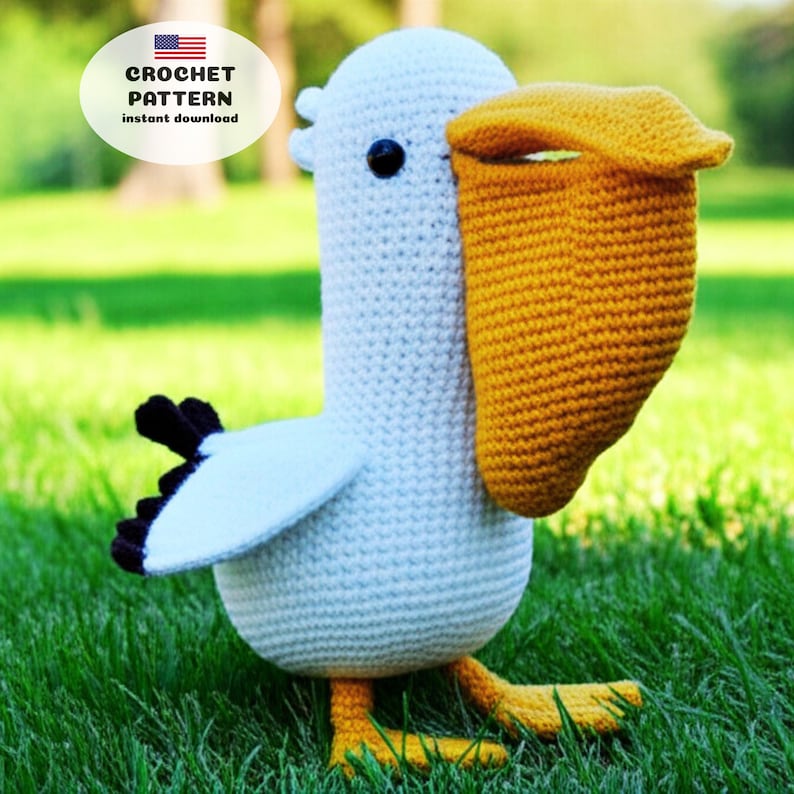 Pelican Crochet Pattern PDF Amigurumi Bird Toy Digital Download DIY ...