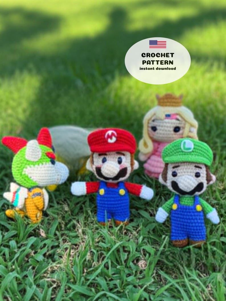 4 in 1 Super Mario Luigi Crochet Pattern PDF, Amigurumi Nintendo Bros ...