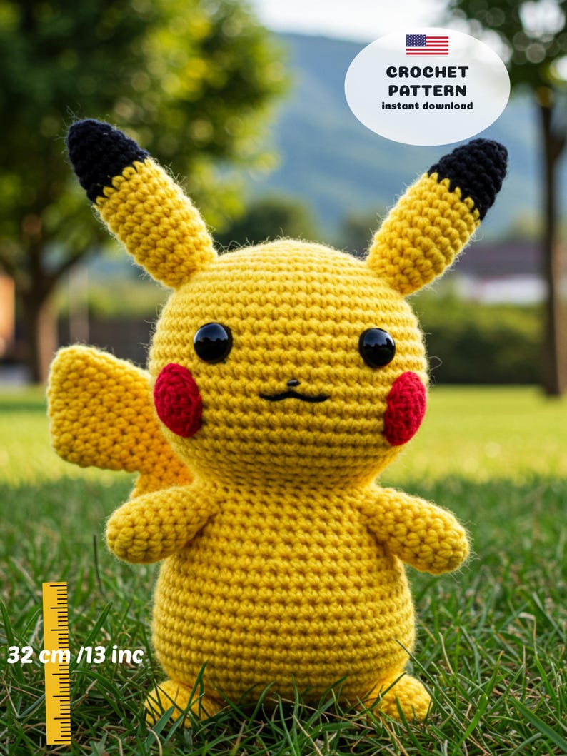 Crochet Pikachu Amigurumi Pattern for Plushie Toy Making and Gift Giving - English Instructions ...
