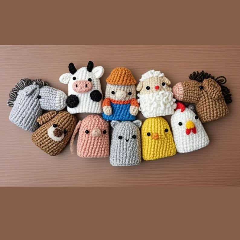 DIY Farm Animal Finger Puppets Crochet Pattern PDF, Interactive Toy ...