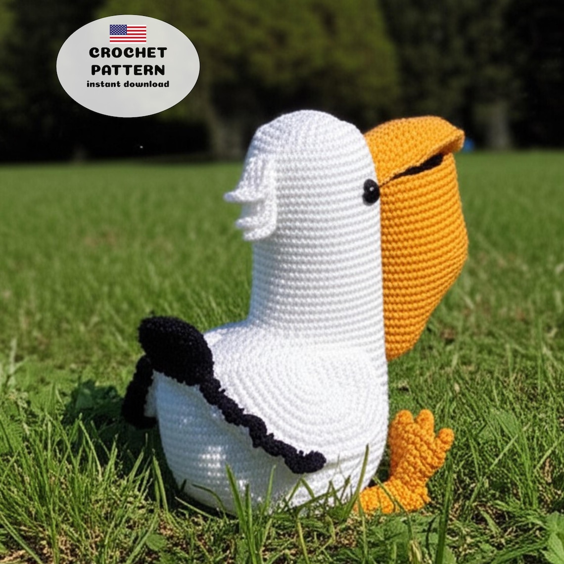 Pelican Crochet Pattern PDF Amigurumi Bird Toy Digital Download DIY ...