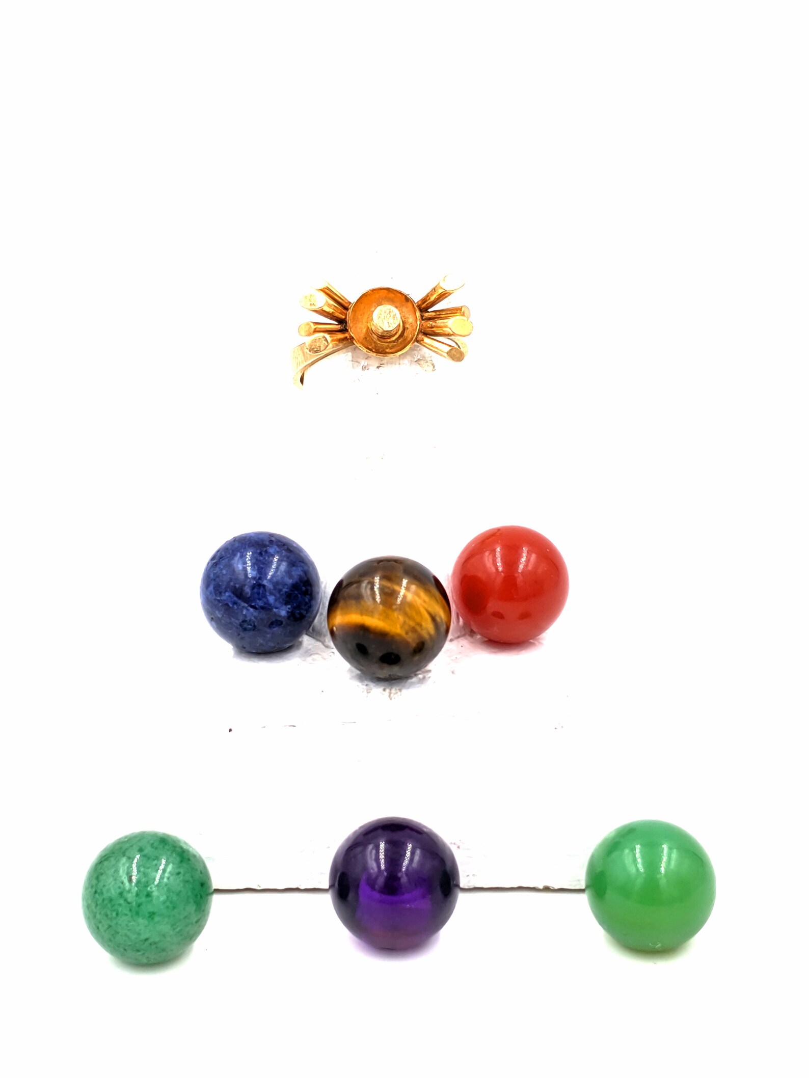 18k Interchangeable Gemstone Orb Ring - Gold Modernist Sphere Ring ...