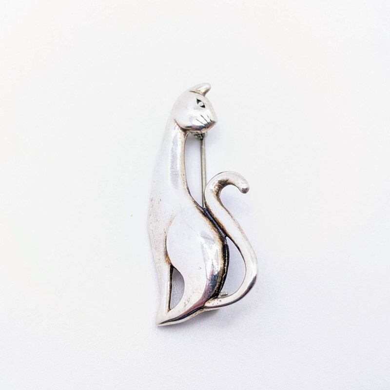 Sterling Cat Pin - Etsy