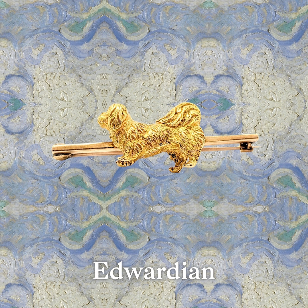 Antique 14k Rose Gold Pekingese Brooch, Edwardian Art Nouveau European ...