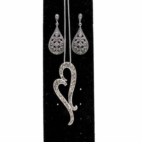 Vintage Marcasite Jewelry Set - Etsy