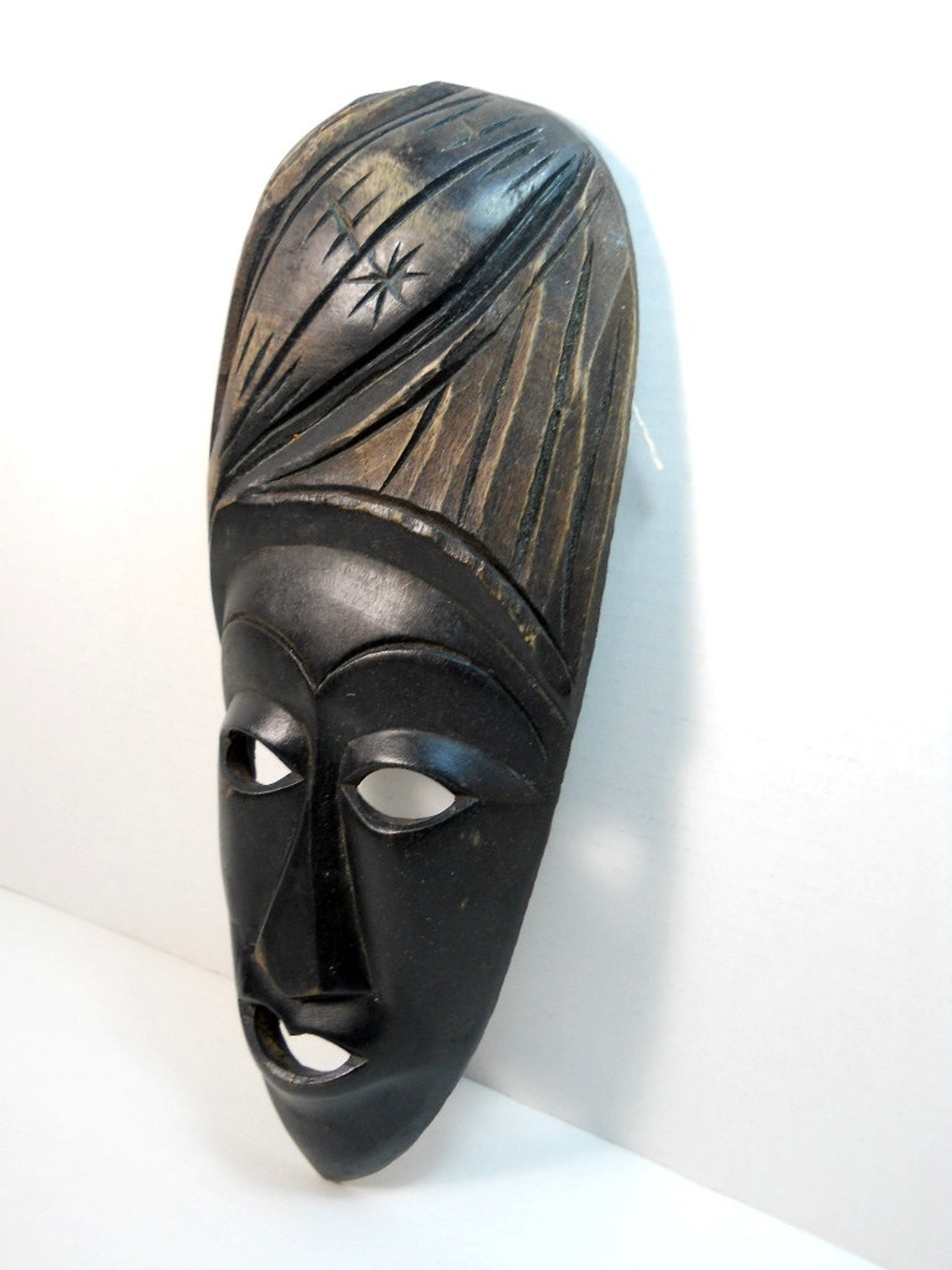 Bali Hand Carved Wood Tribal Mask Wall Art - Balinese Wood Female ...