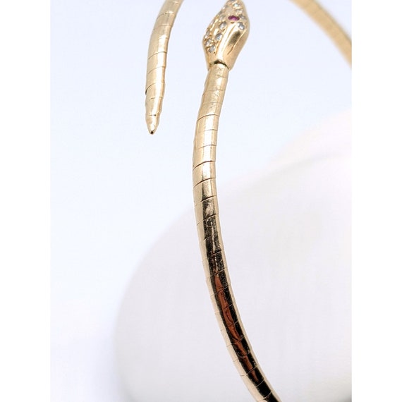 Diamond Snake Bangle, Art Deco 14k Snake Bracelet, Vi… - Gem