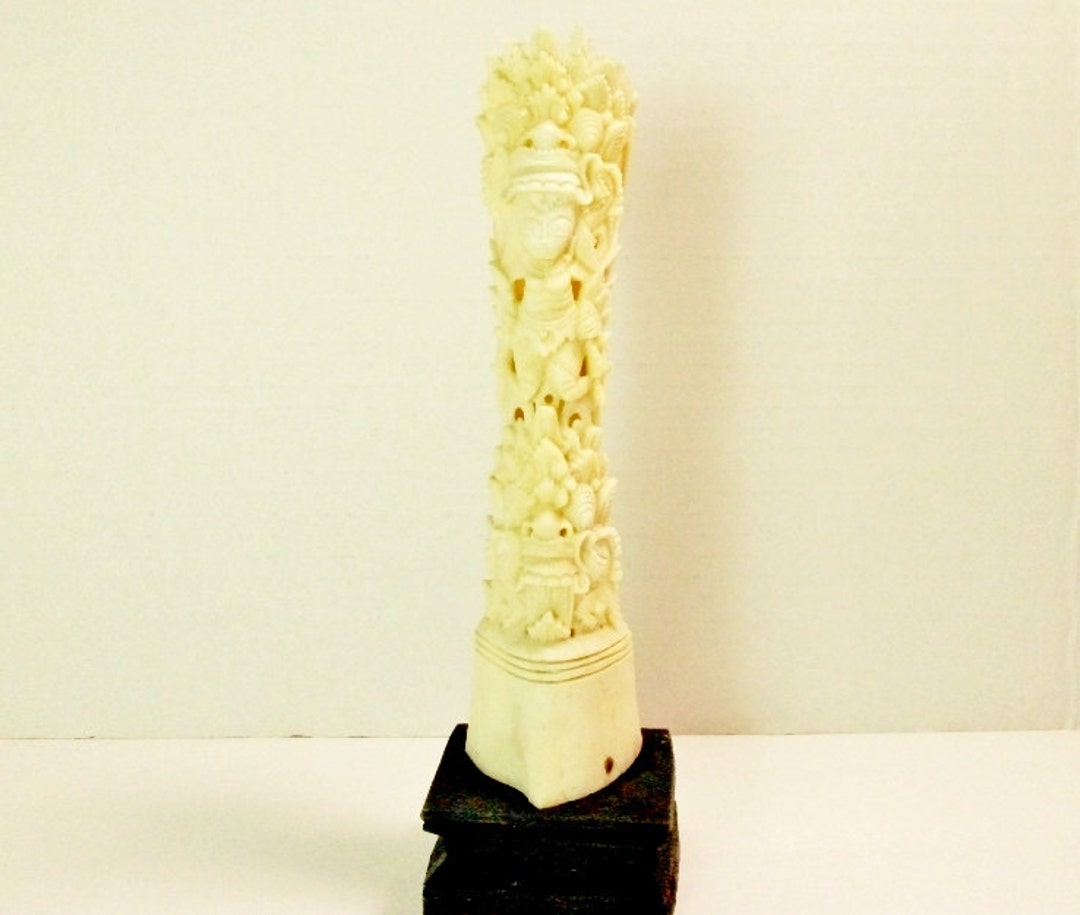 Vintage Hand Carved Hindu Goddess Devi Sri on Swan Bone Sculpture ...