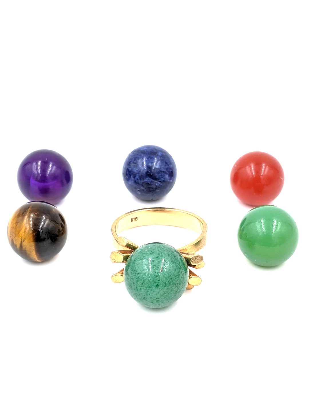 18k Interchangeable Gemstone Orb Ring - Gold Modernist Sphere Ring ...