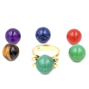 18k Interchangeable Gemstone Orb Ring - Gold Modernist Sphere Ring ...