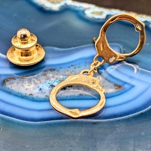 Vintage 14k Yellow Gold Handcuffs Tie Tack, Handcuff Lapel Pin, Gold ...