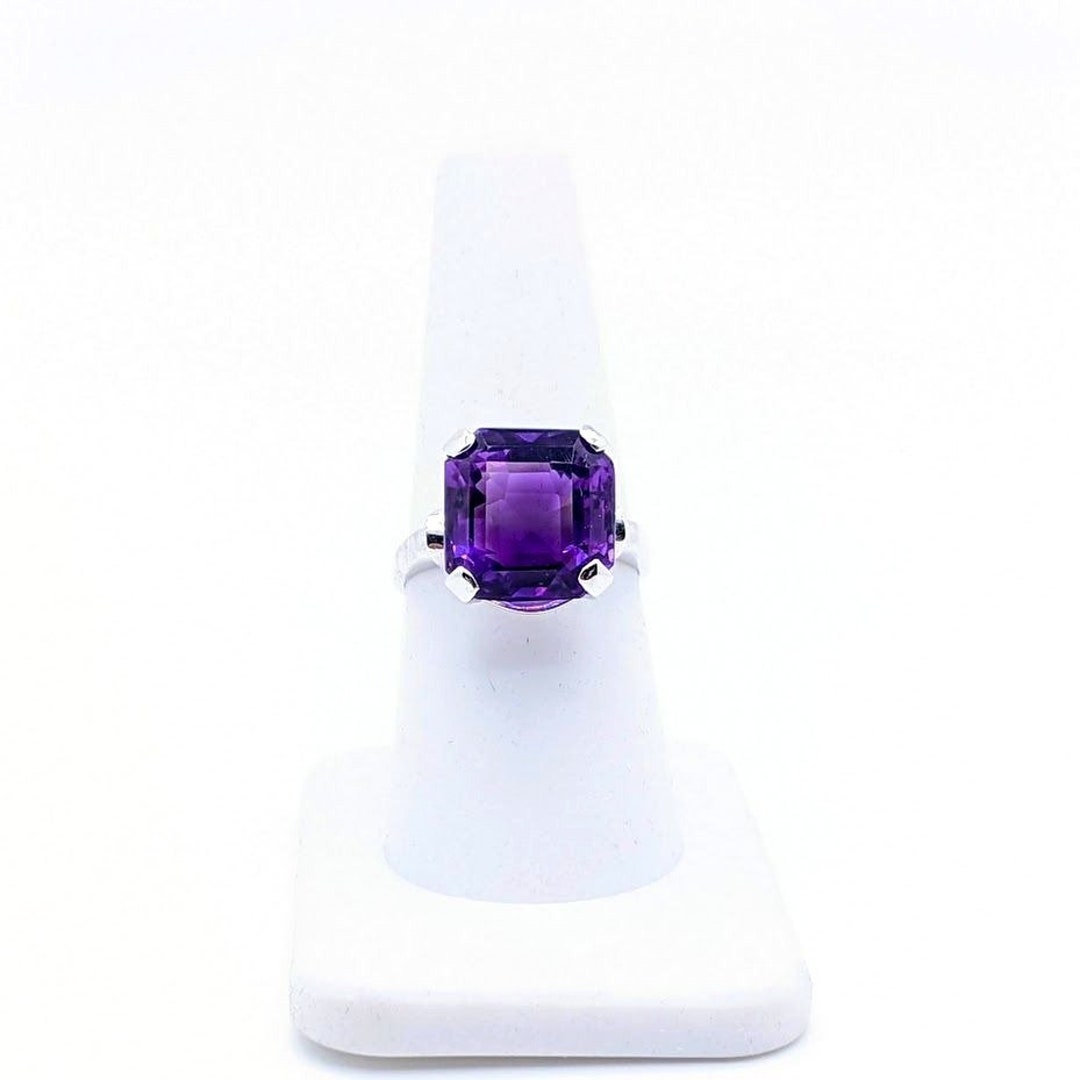 Vintage 10k White Gold Amethyst Ring, ct Square Cut Amethyst White Gold ...