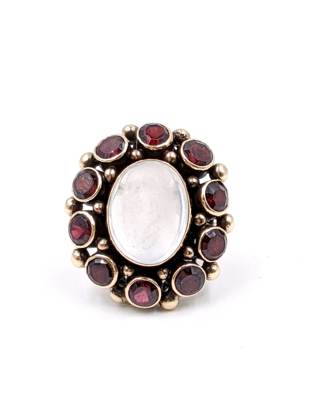 Antique Moonstone Ring, Victorian 14k Gold Moonstone Garnet Ring ...