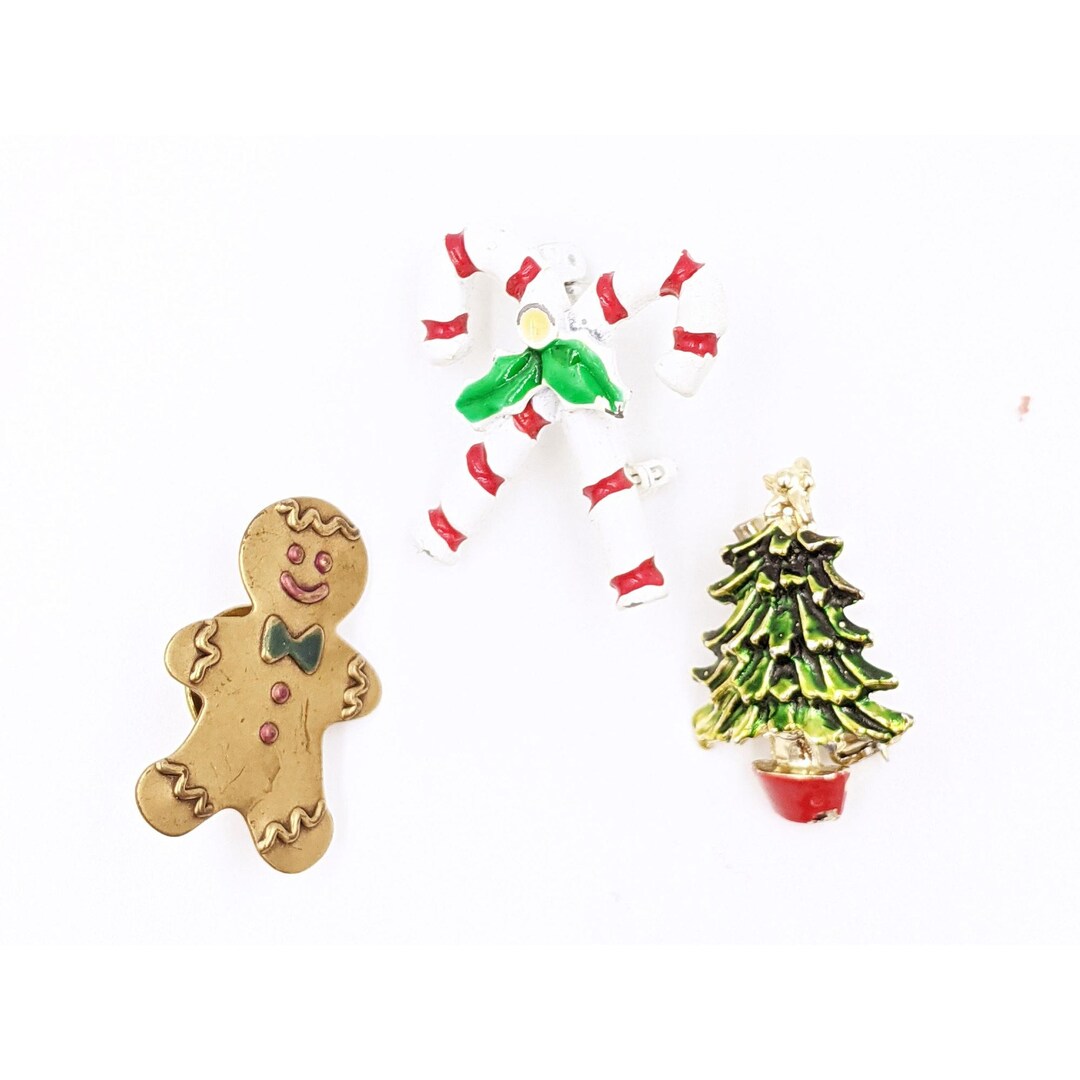 Vintage Christmas Pins, Set of Christmas Pins, Gingerbread Pin, Candy ...