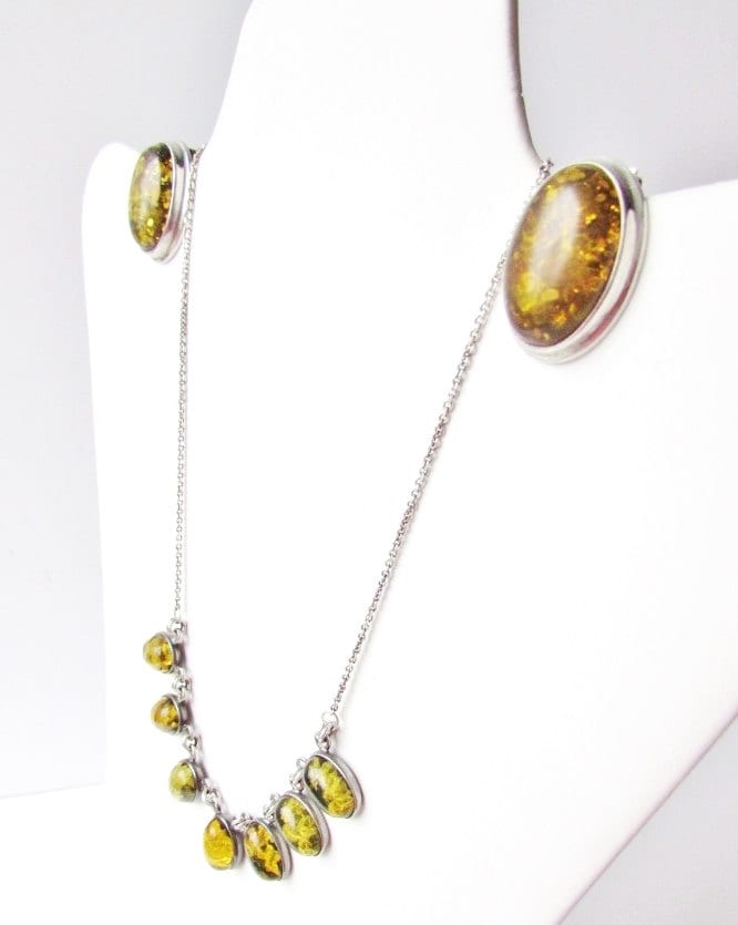 Vintage Gdansk Poland Sterling Baltic Amber Jewelry Set - Sterling ...