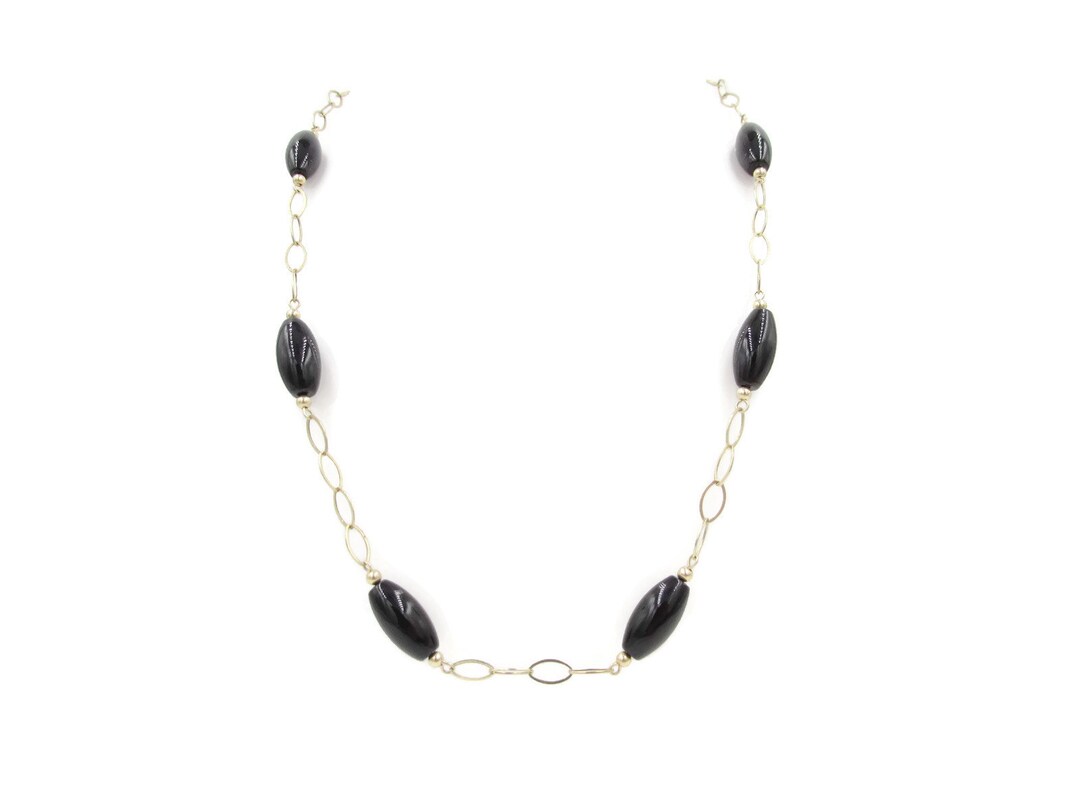 Collana Onice Oro Giallo Vintage 14k Collana Designer Oro Giallo 14K ...