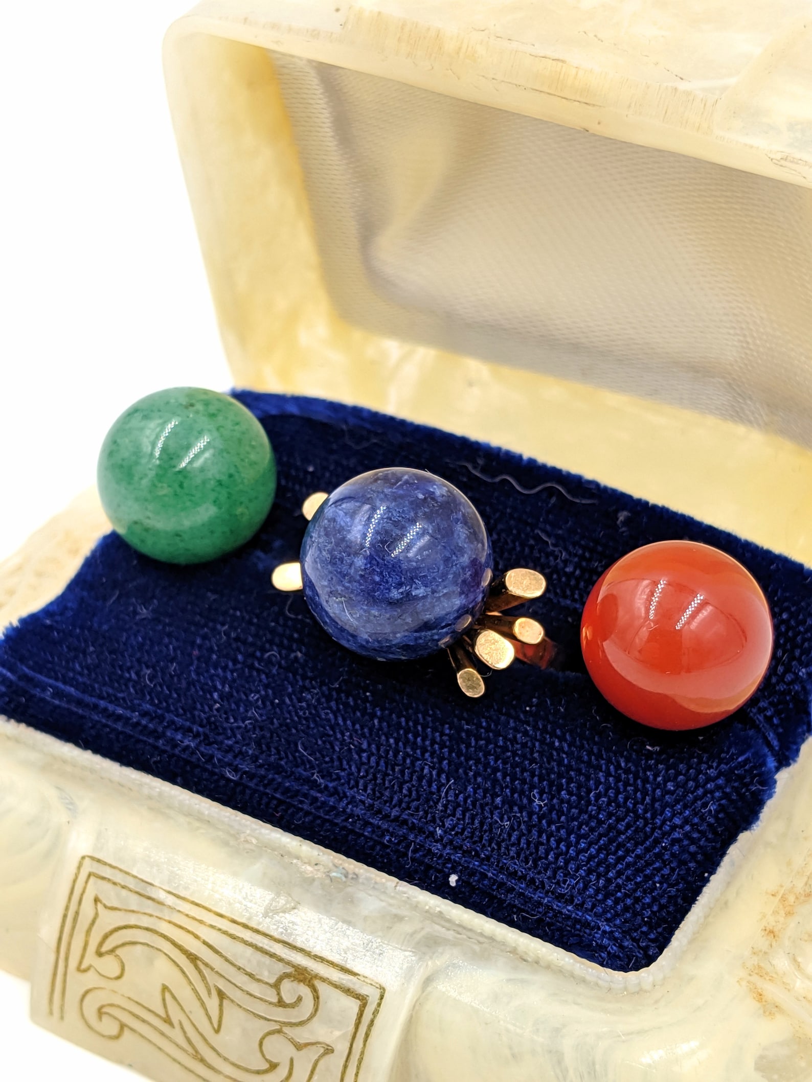 18k Interchangeable Gemstone Orb Ring - Gold Modernist Sphere Ring ...
