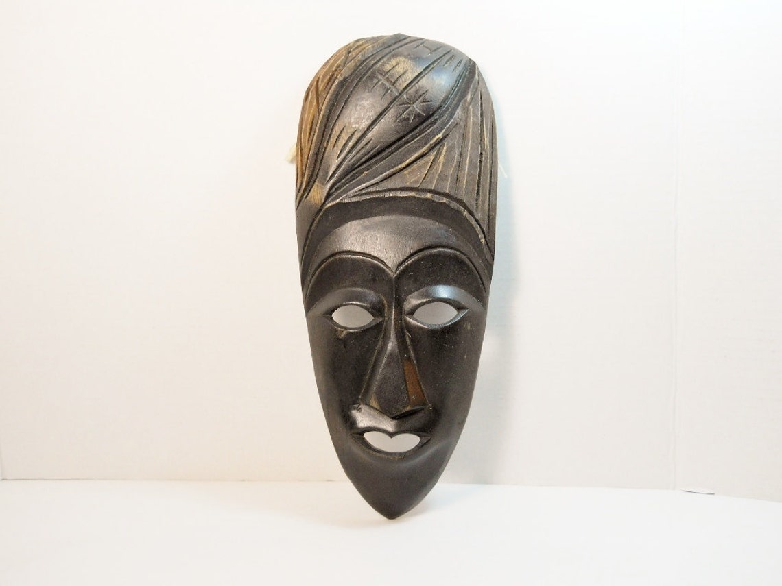 Bali Hand Carved Wood Tribal Mask Wall Art - Balinese Wood Female ...