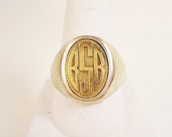 Antique B.A. Ballou Sterling & 14k Gold Men's Signet Ring - Men's ...