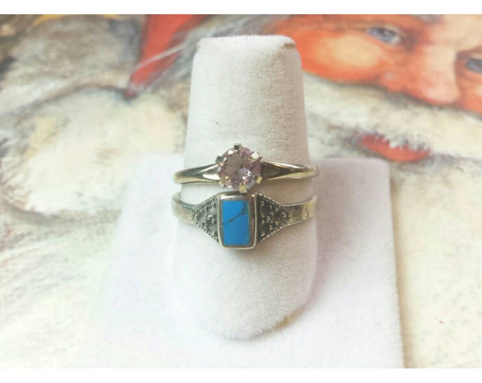 Vintage Sterling Silver Pair Stackable Rings Sterling - Etsy