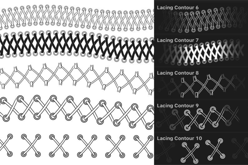 25 Procreate Lacing Brushes: Bows, Lacings, Cords. Fashion Brush Set - Etsy