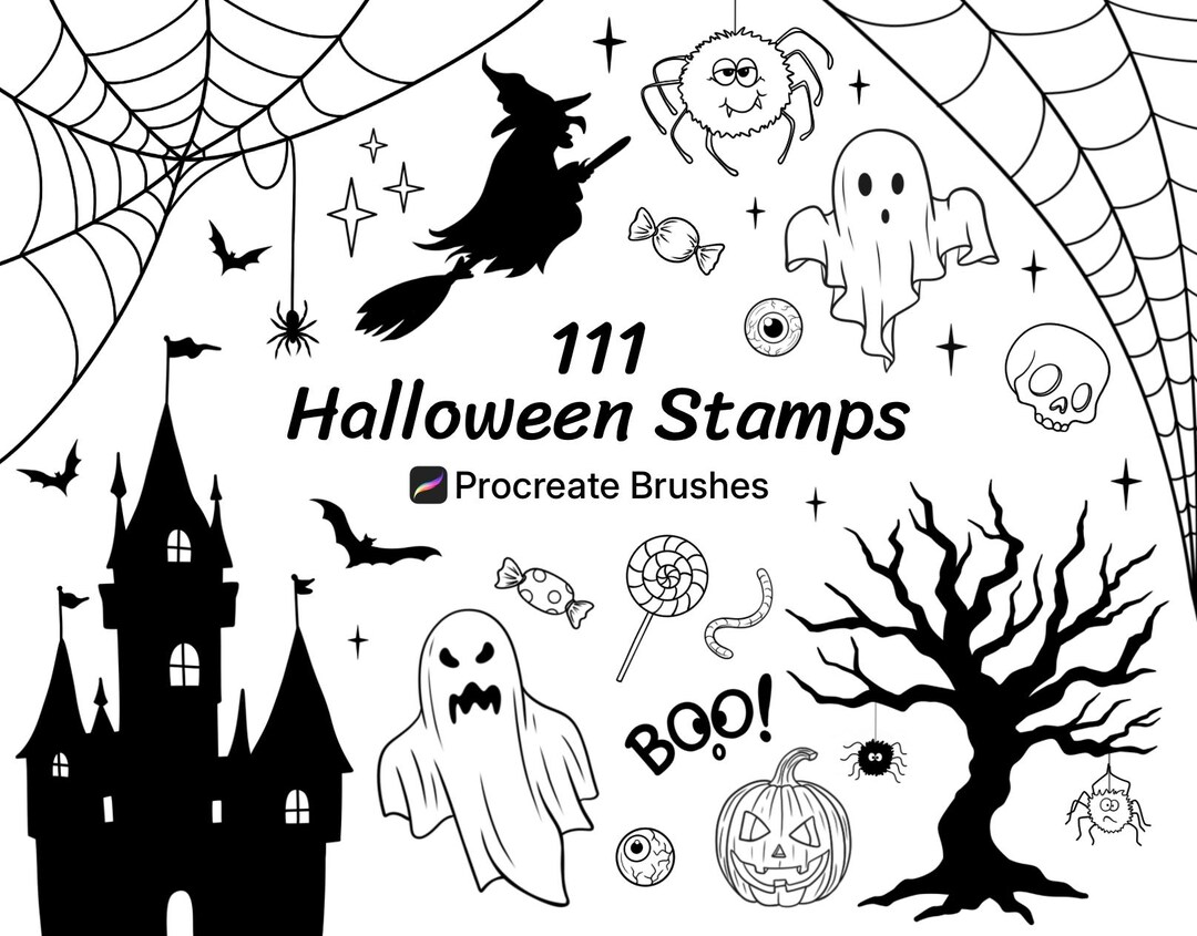 Procreate Halloween Brushes Stamps. Bundle - Etsy