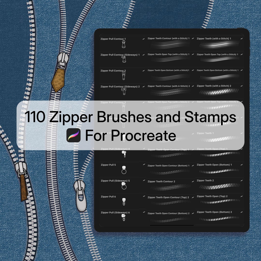 Procreate Fashion Brushes: Zipper Stamps for Garment Design (brushset ...