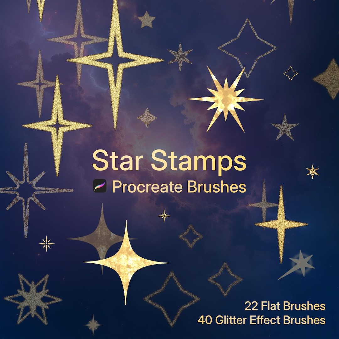 Procreate Star Brushes. Glitter and Flat Stamps - Etsy